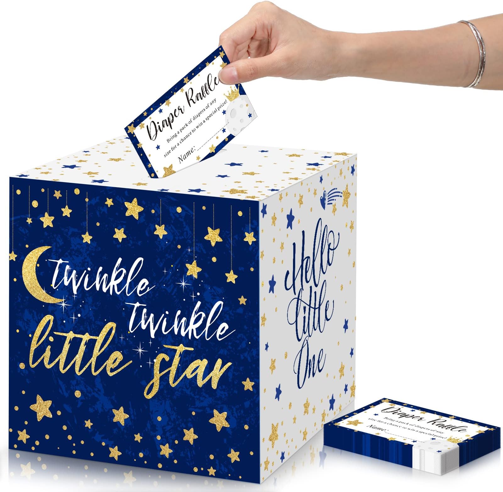Amazon.com : Funrous 50 Pcs Blue Twinkle Little Star Diaper Raffle ...