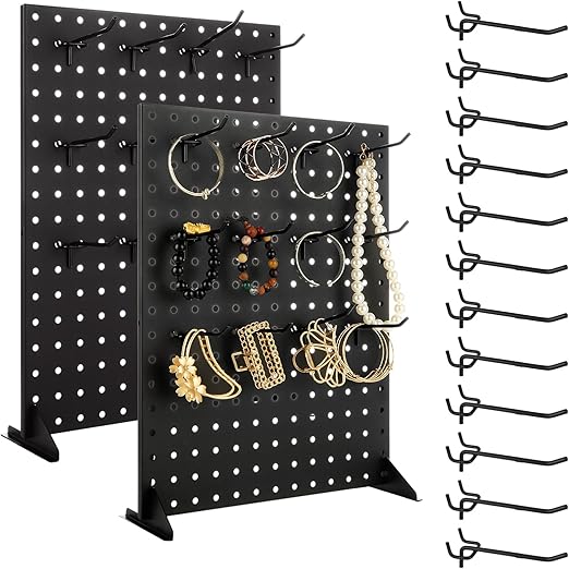Amazon.com: SHUESS 2Pcs Metal Peg Board Display Stand with 24 Peg Hooks ...