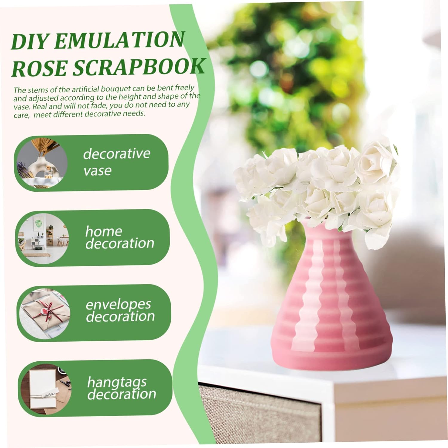 Abaodam 288 pcs Artificial Rose Small Paper Fake Plants Fake Rose Stems ...