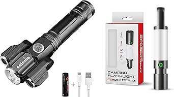 2 Pack LED Rechargeable Flashlight with Battery, Zoomable Flashlights ...