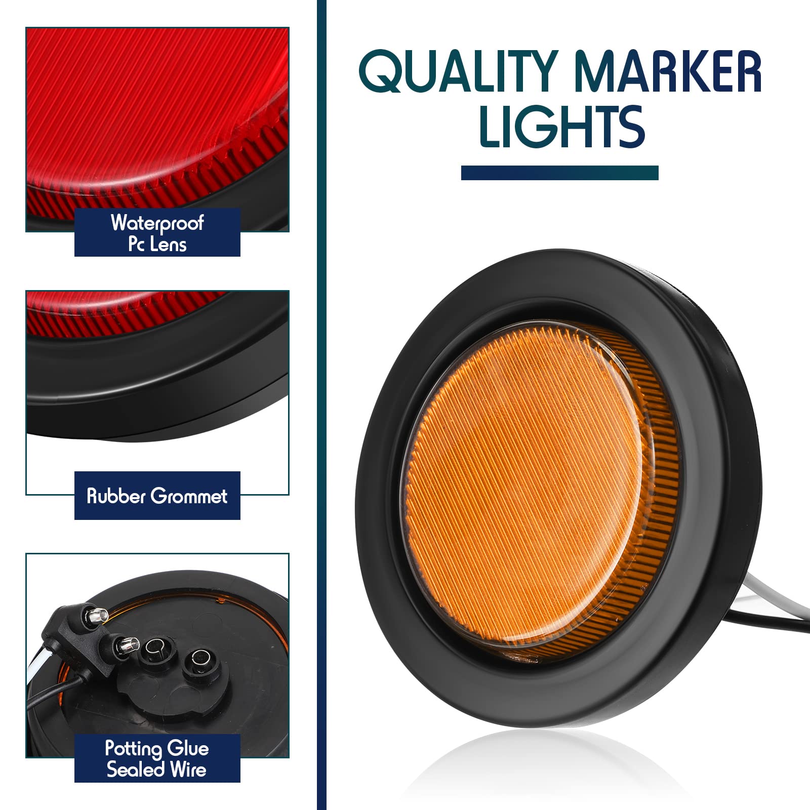 Snapklik.com : Retisee 16 Pcs 2.5 Round Clearance Lights 13 LED Front ...