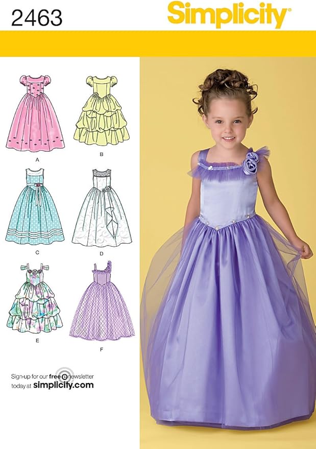 Amazon.com: Simplicity Princess Dress Sewing Pattern for Girls, Sizes 3 ...