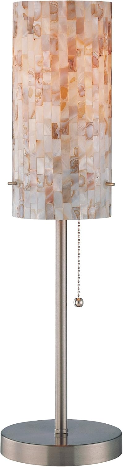 Lite Source LS-21381 Schale Table Lamp, Polished Steel with Shell Shade ...
