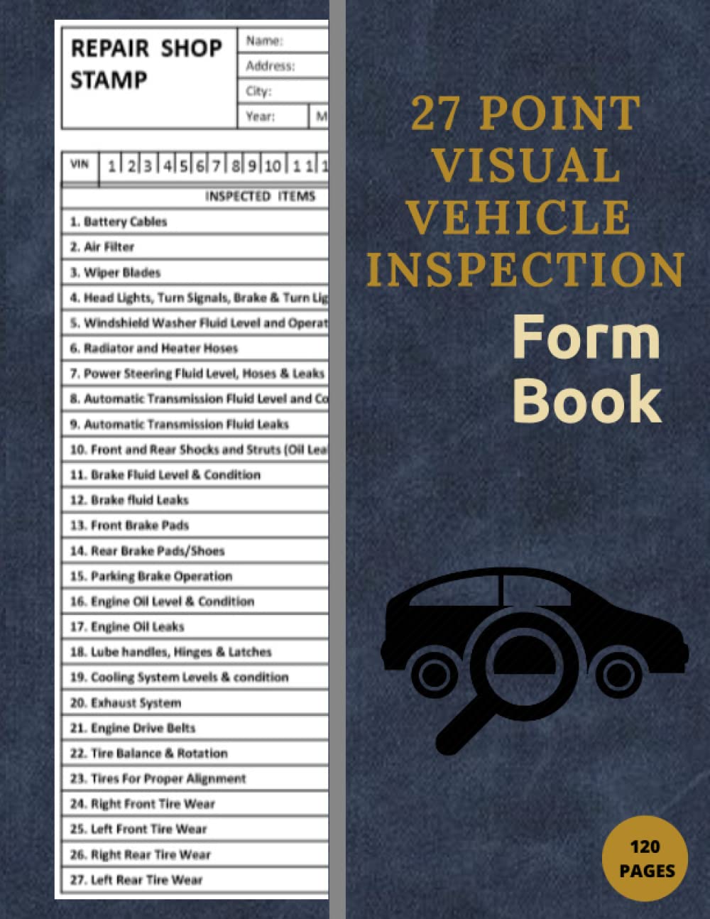 27 Point Visual Vehicle Inspection Form Book: Multi-Point Vehicle ...