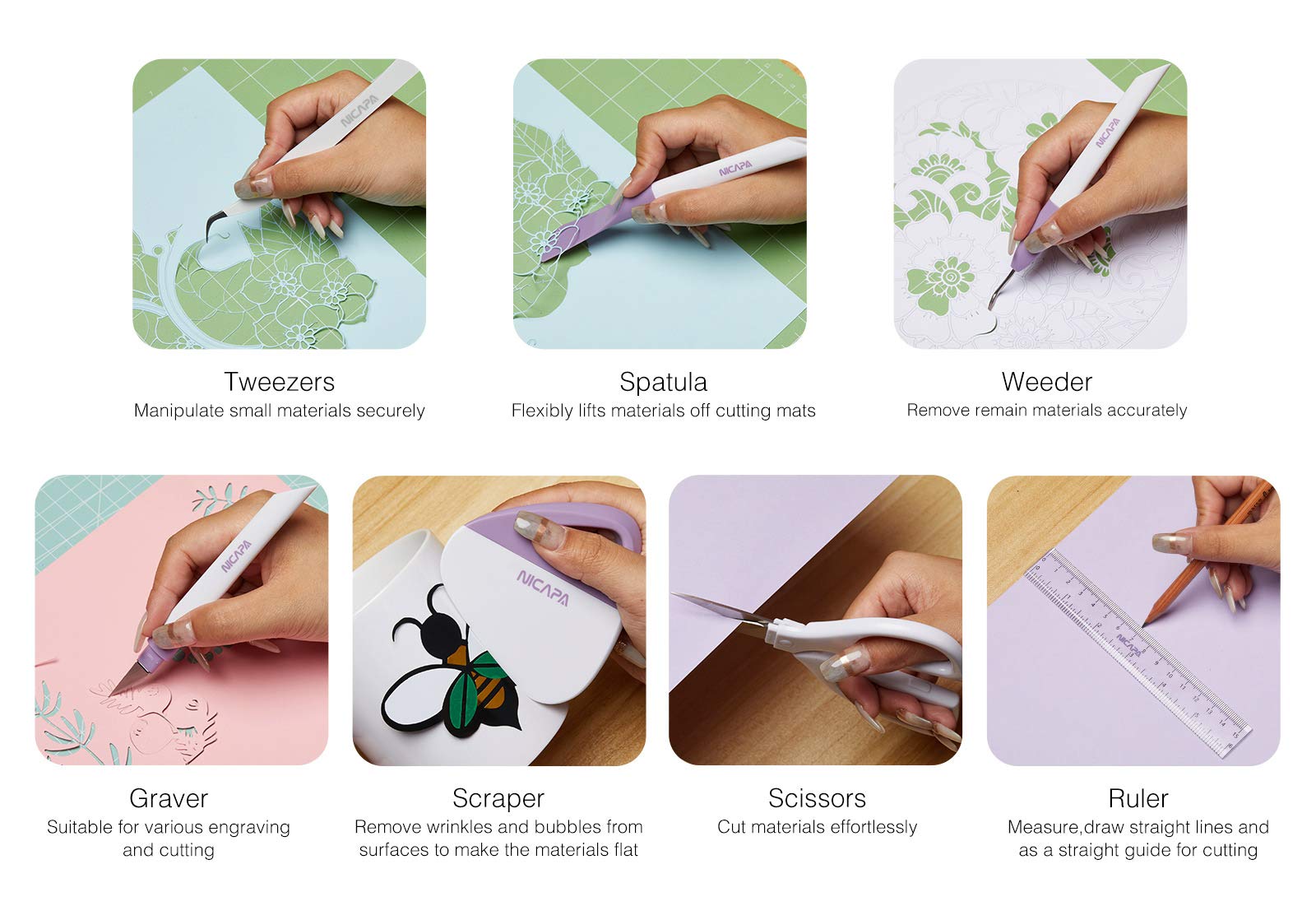 Nicapa Basic Tool Set Craft Weeding Vinyl Cardstock Crafting Tools Kit ...