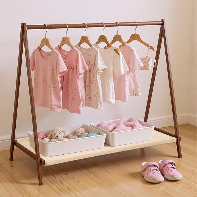 Warmiehomy Clothes Rail, Kids Wardrobe Clothing Rail Dress Up Rail ...
