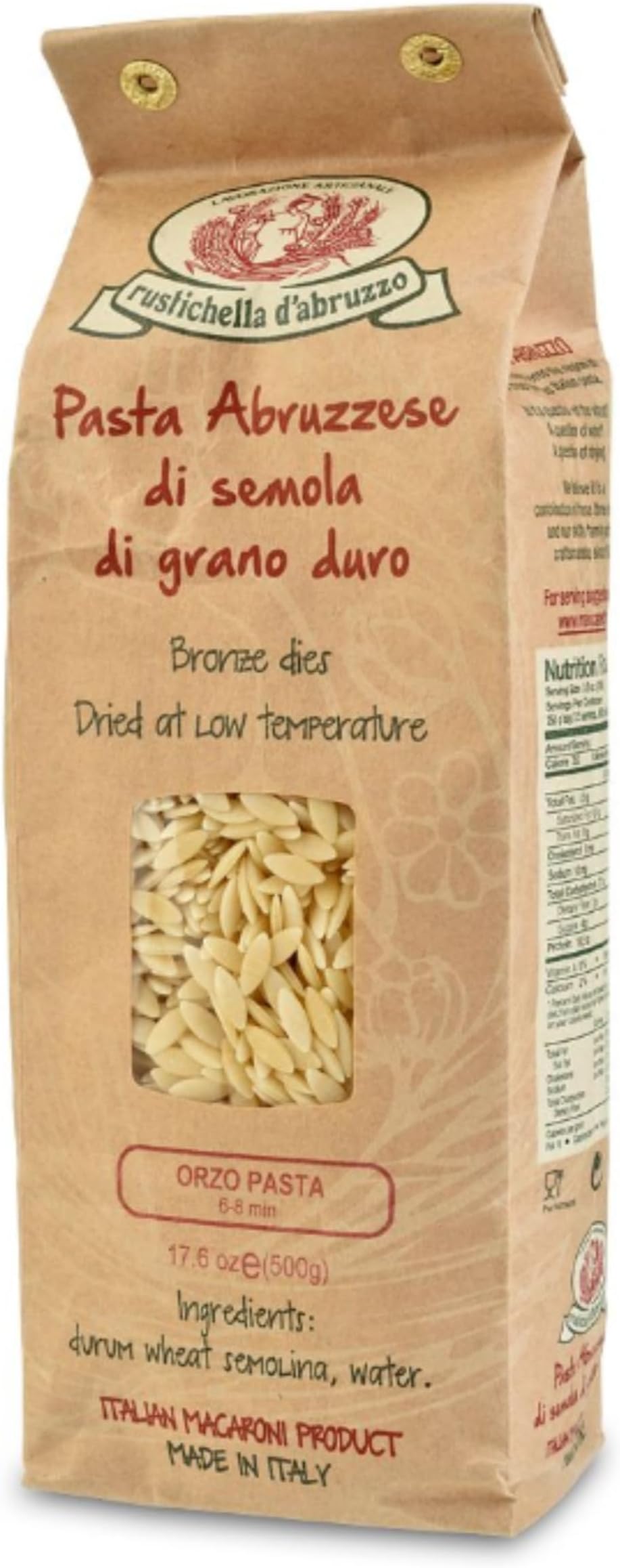 Amazon.com : Rustichella d'Abruzzo Orzo Pasta - 500g Classic Durum ...