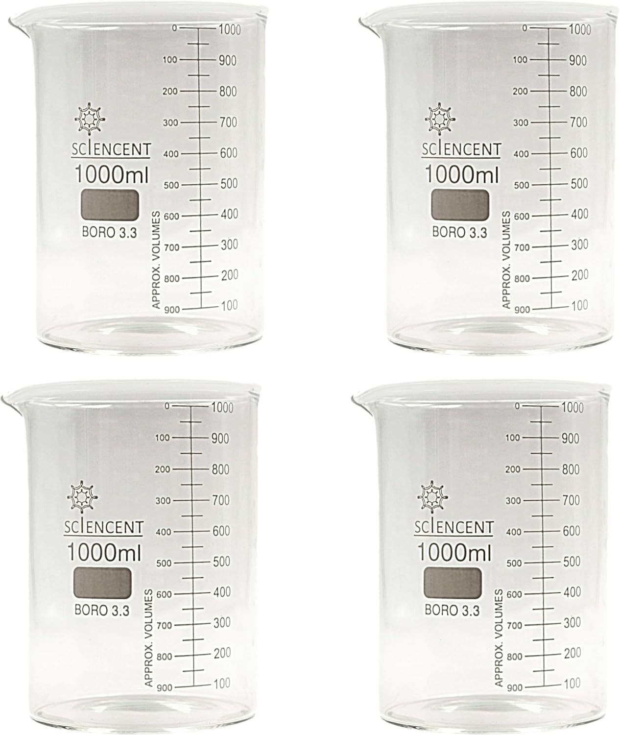 Sciencent Glass Beaker Sets (1000mlX4): Amazon.com: Industrial & Scientific