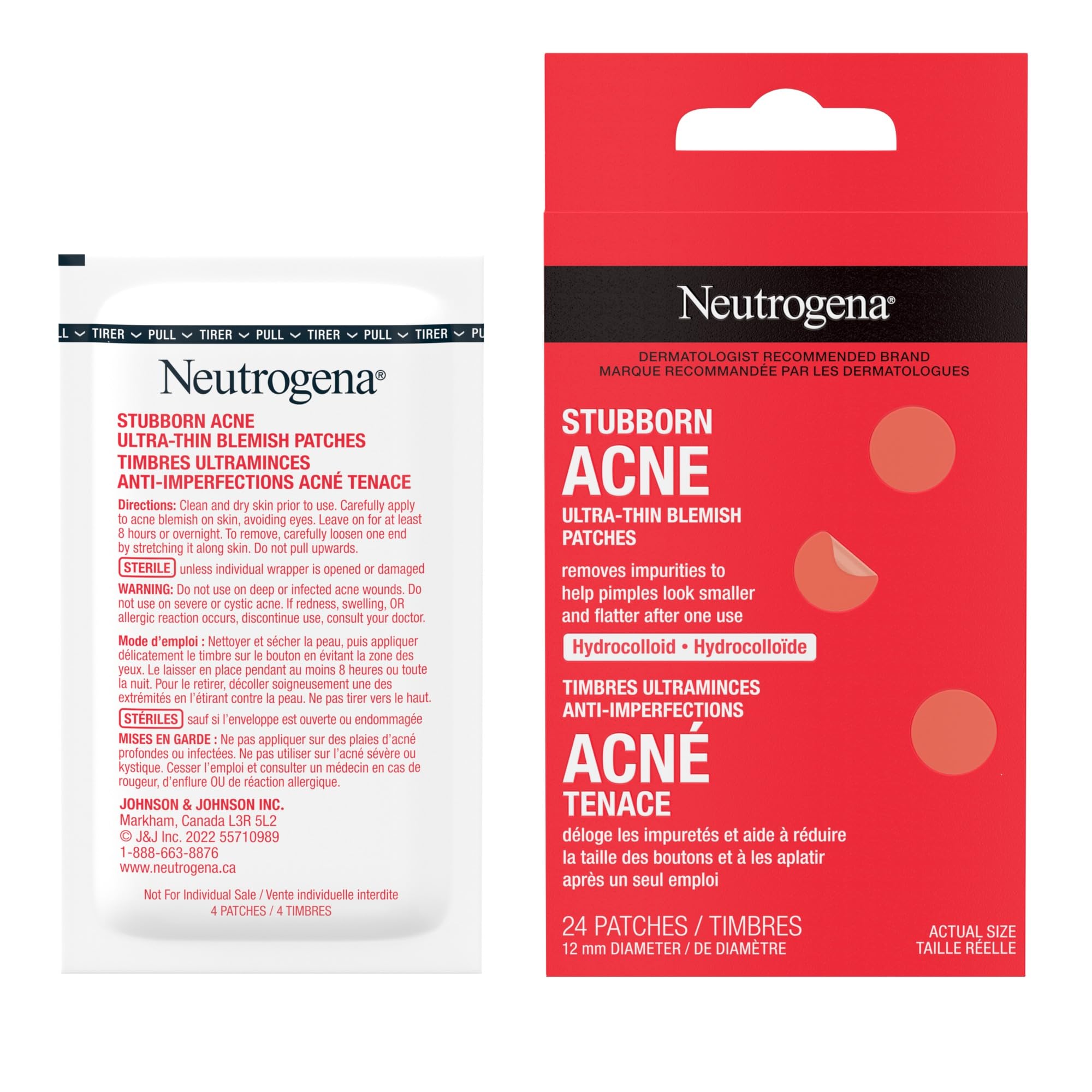 Neutrogena Stubborn Acne Blemish Patches, Hydrocolloid Spot Treatment ...