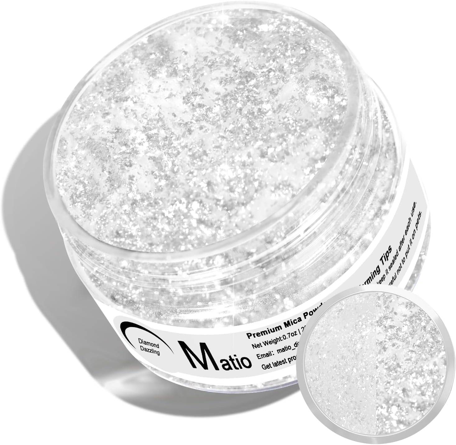 Amazon.com: Matio White Glitter Mica Powder, 0.7oz/20g Premium Resin ...