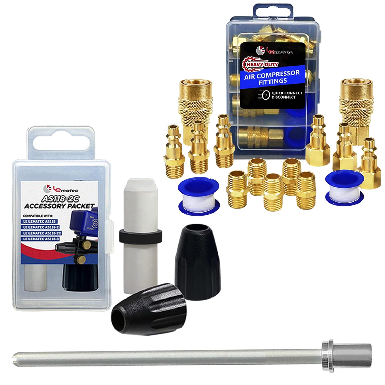 LE LEMATEC Sand Blaster Nozzle + Accessory Kit + Air Compressor ...