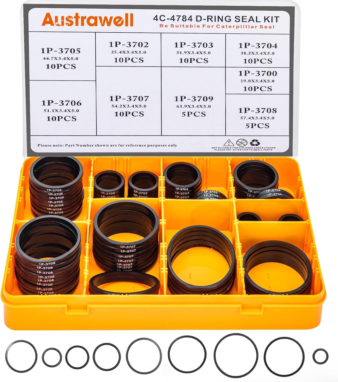 Print D-Ring Kit, Nitrile 90, Hydraulic Hose Fitting Drings, Fits CAT ...