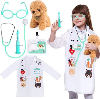 Amazon.com: Kyson Veterinarian Costume for Kids 6 Pcs Animal Doctor Vet ...