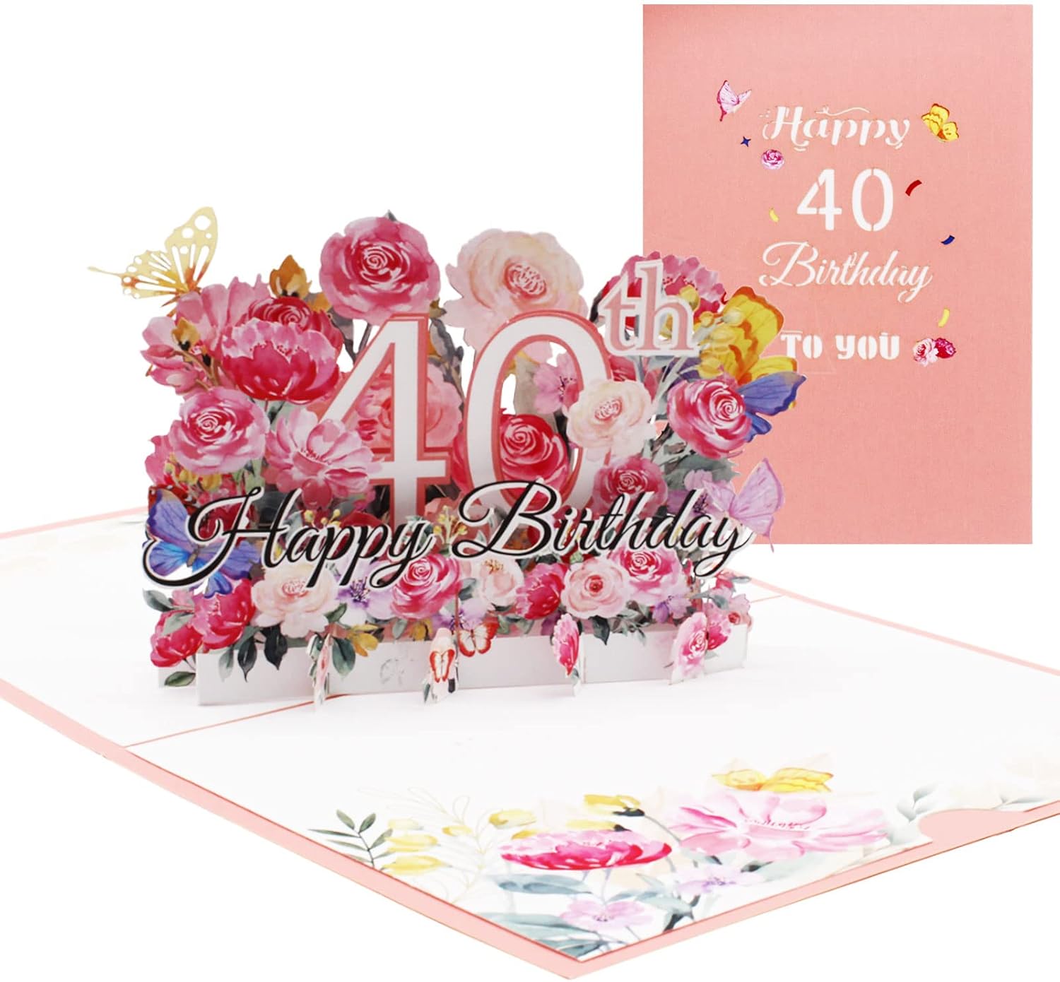 Amazon.com : Pop Up Birthday Card Happy 40th Birthday Cards Pink ...