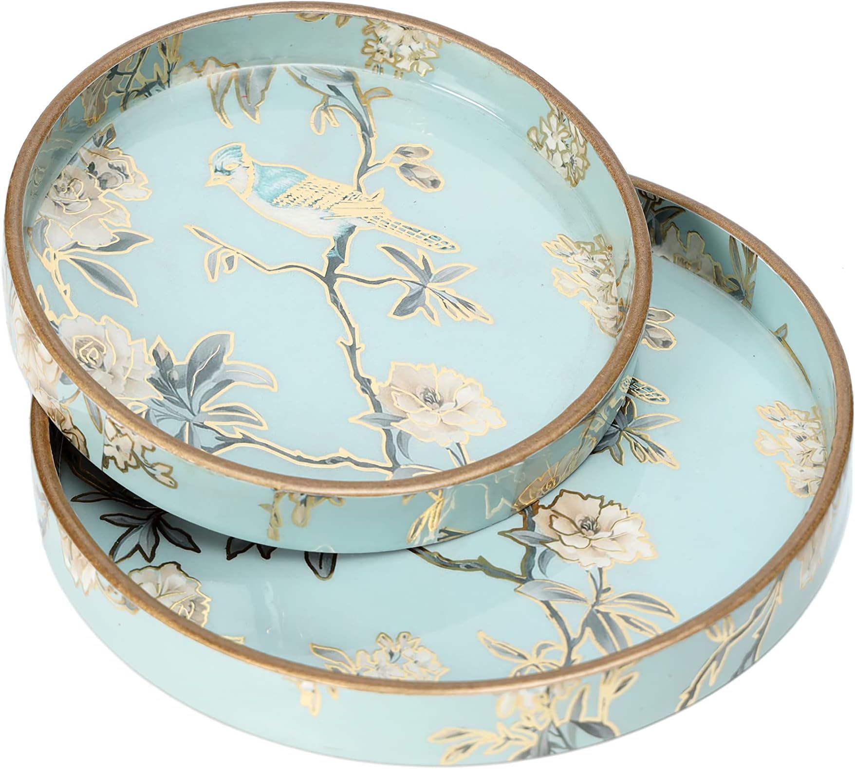 White Lift Decorative Coffee Table Tray,Wooden Round Serving Tray for ...