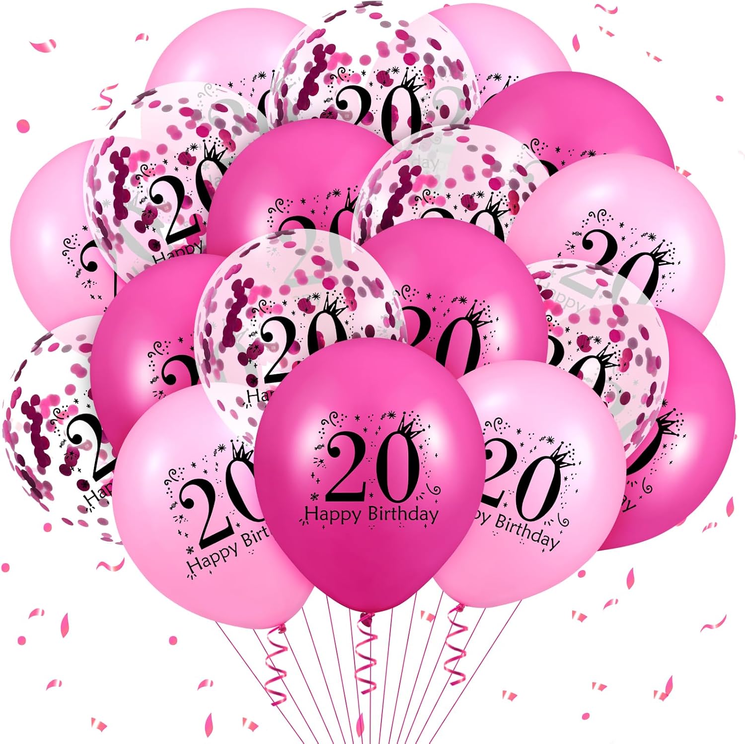 Amazon.com: 20th Birthday Balloons - 18pc Pink & Hot Pink Latex ...