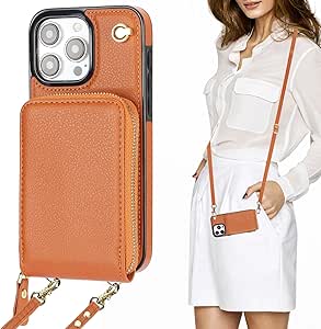 Amazon.com: KIHUWEY Crossbody Wallet Case for iPhone 15 Pro Max, Zipper Pocket Case with Card ...