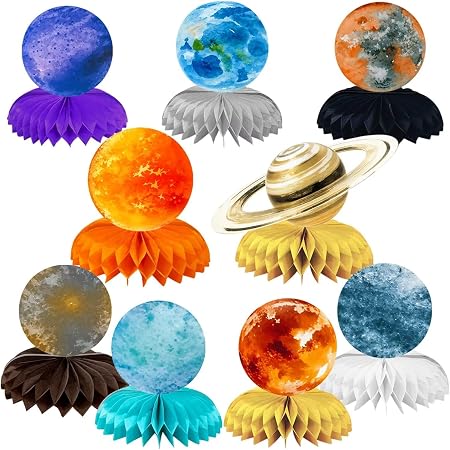 Amazon.com: 9 Pcs Space Centerpieces Solar System Birthday Decorations ...