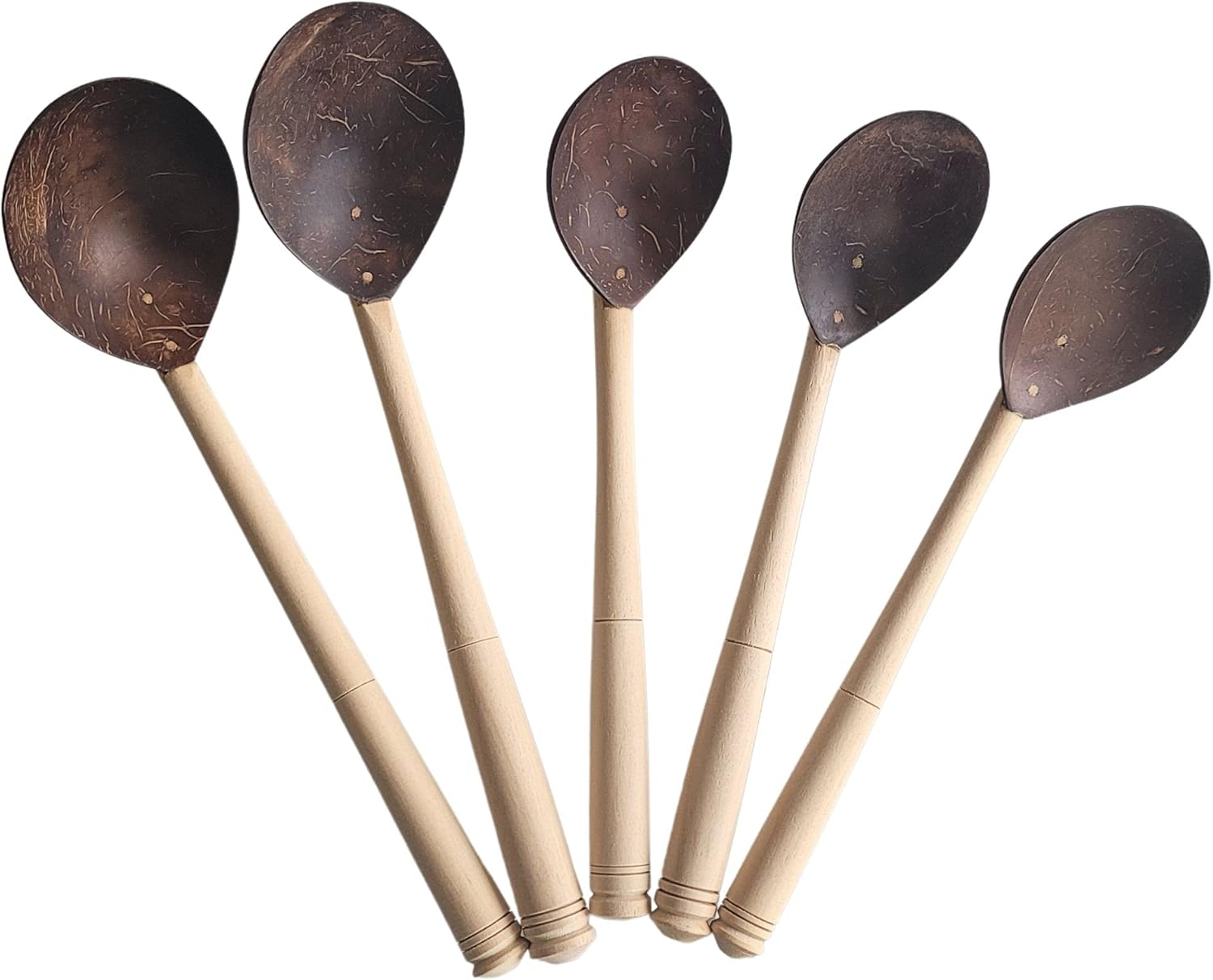 Sri Lankan Coconut Shell Spoons Set for Cooking & Serving| 2 Large & 3 ...