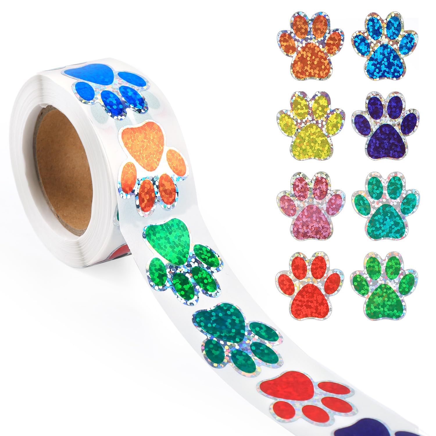 Amazon.com: 500pcs Paw Print Sticker, 1 Inch Self-Adhesive Glittery ...