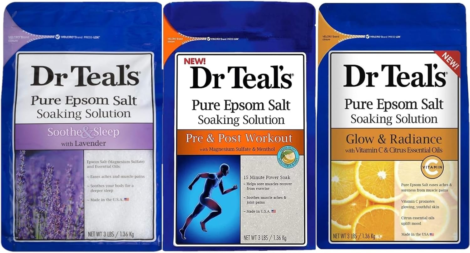 Amazon.com : Dr Teal's Epsom Salt Bath Variety Gift Set (3 Pack, 3lbs ...
