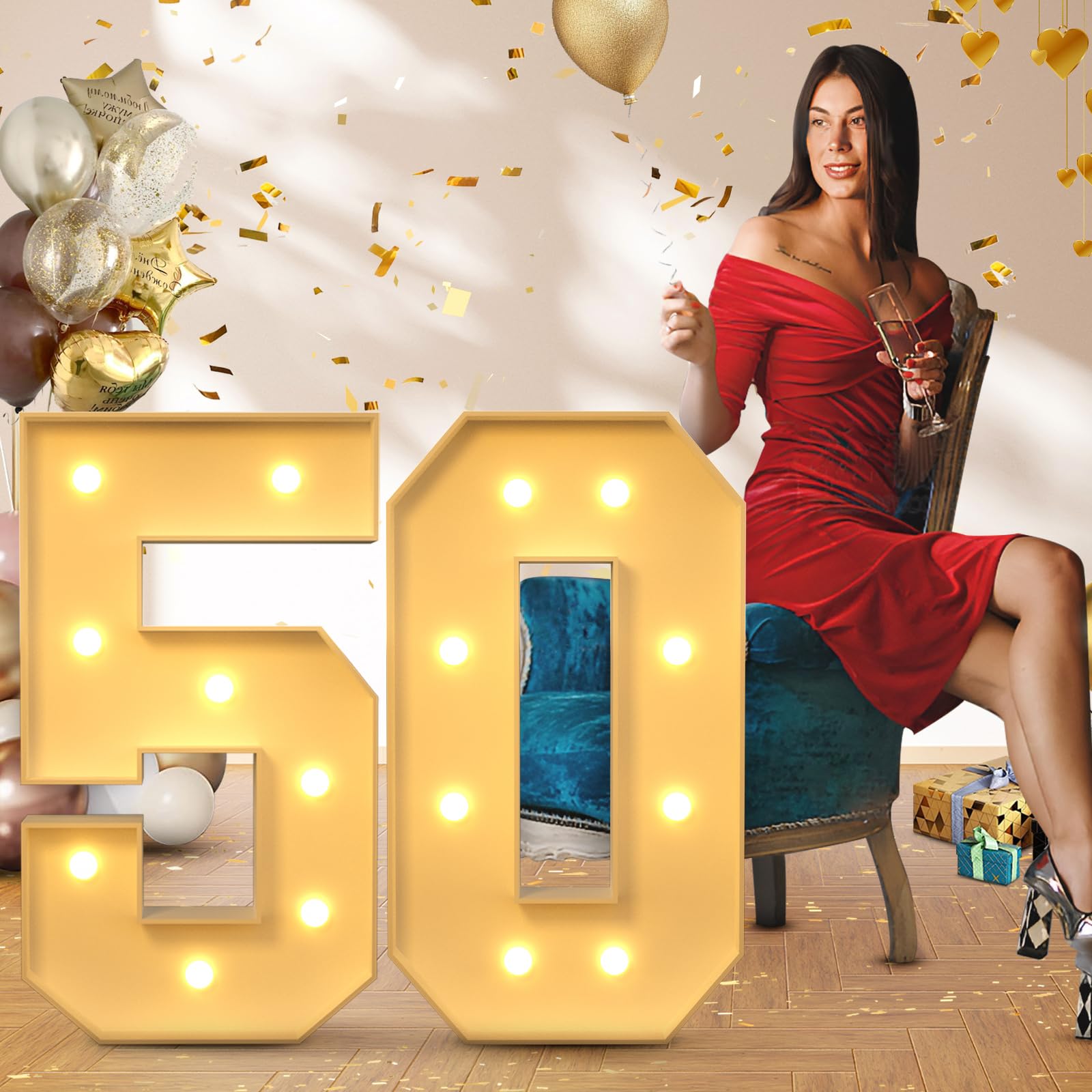 imprsv 3FT Marquee Light Up Numbers,50th Birthday Decorations, DIY ...