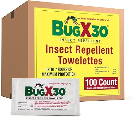 Amazon.com: Bug X 30 Mosquito, Tick, & Insect Repellent Wipes with 30% ...
