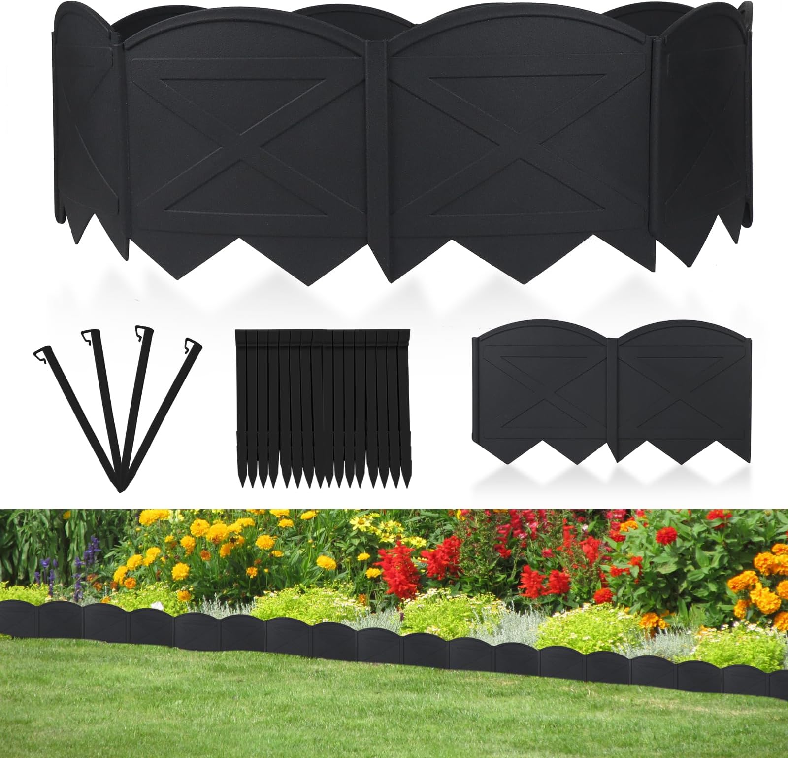 Amazon.com : Vashly Upgraded 40Pcs Garden Edging Border Edging for ...