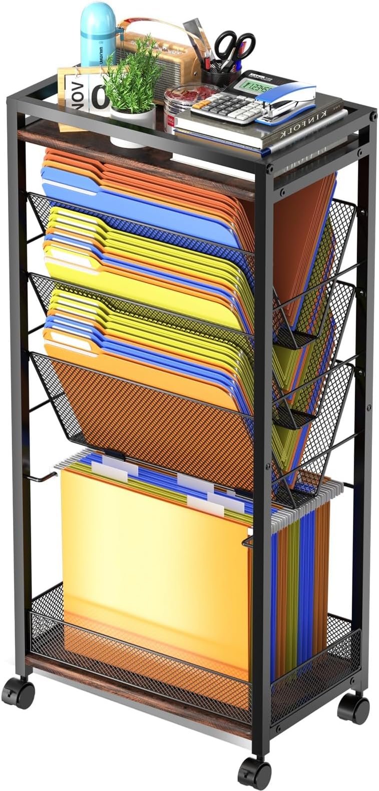 Amazon.com : LIDTOP 8 Tier Rolling File Cart with Hanging File Folders ...