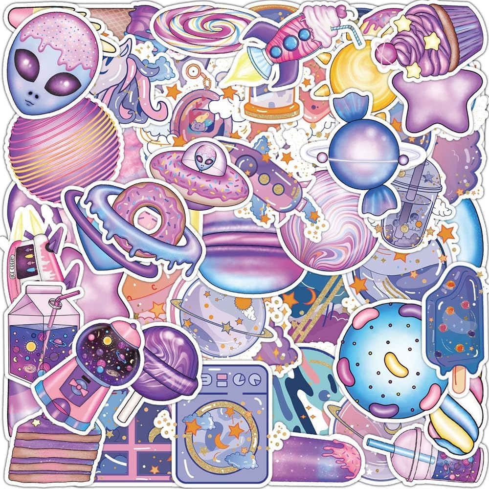Amazon.com: 50 PCS Funny Space Stickers Candy Lollipop Stickers Party ...