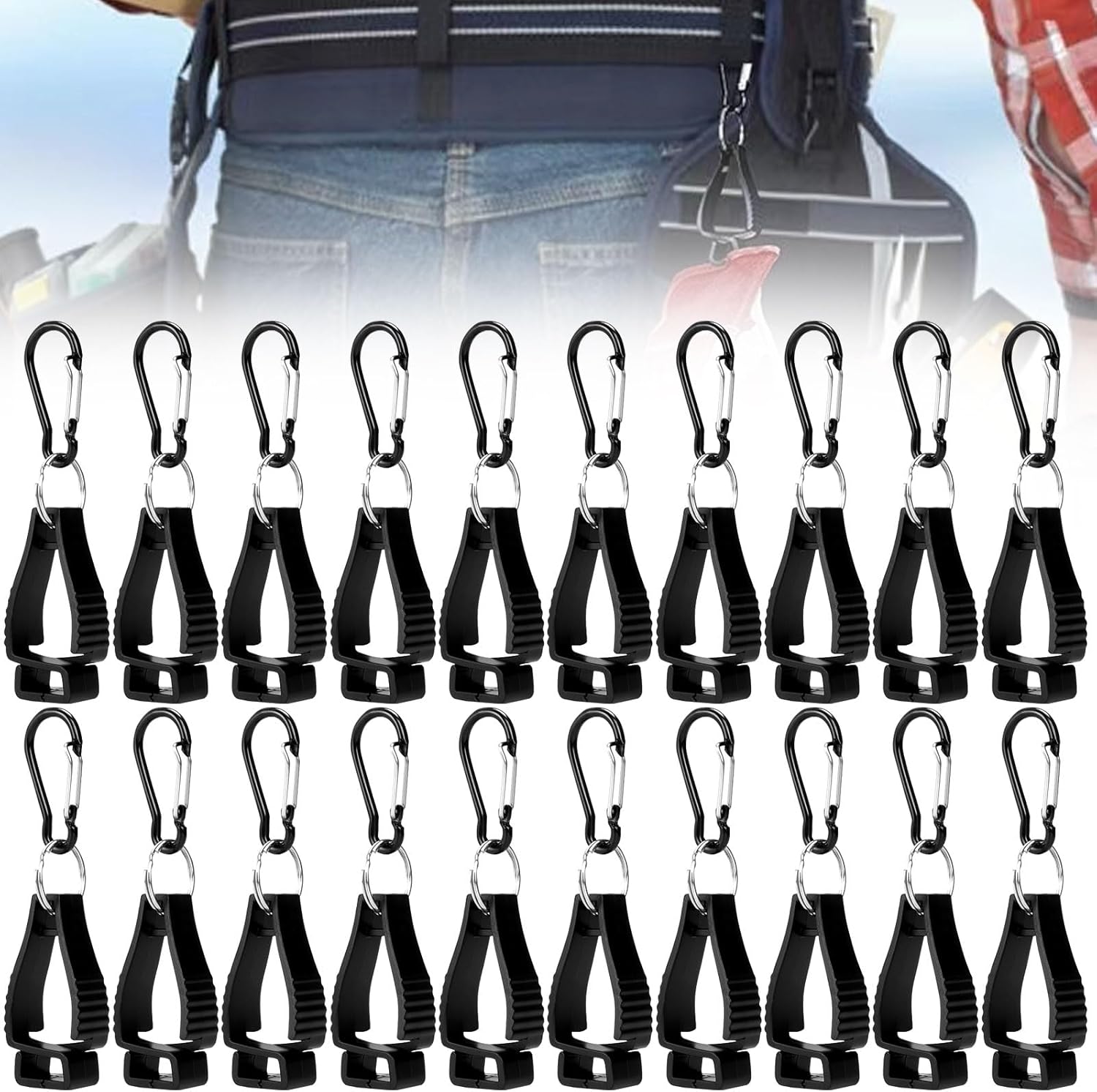 CYEAH 20 PCS Black Glove Holder Clips, Glove Clips for Work Glove ...