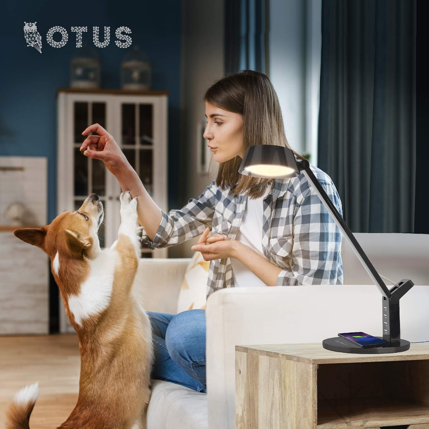 OTUS Led Desk Lamp Wireless Charger Eye-Caring Drafting Table Lamp ...