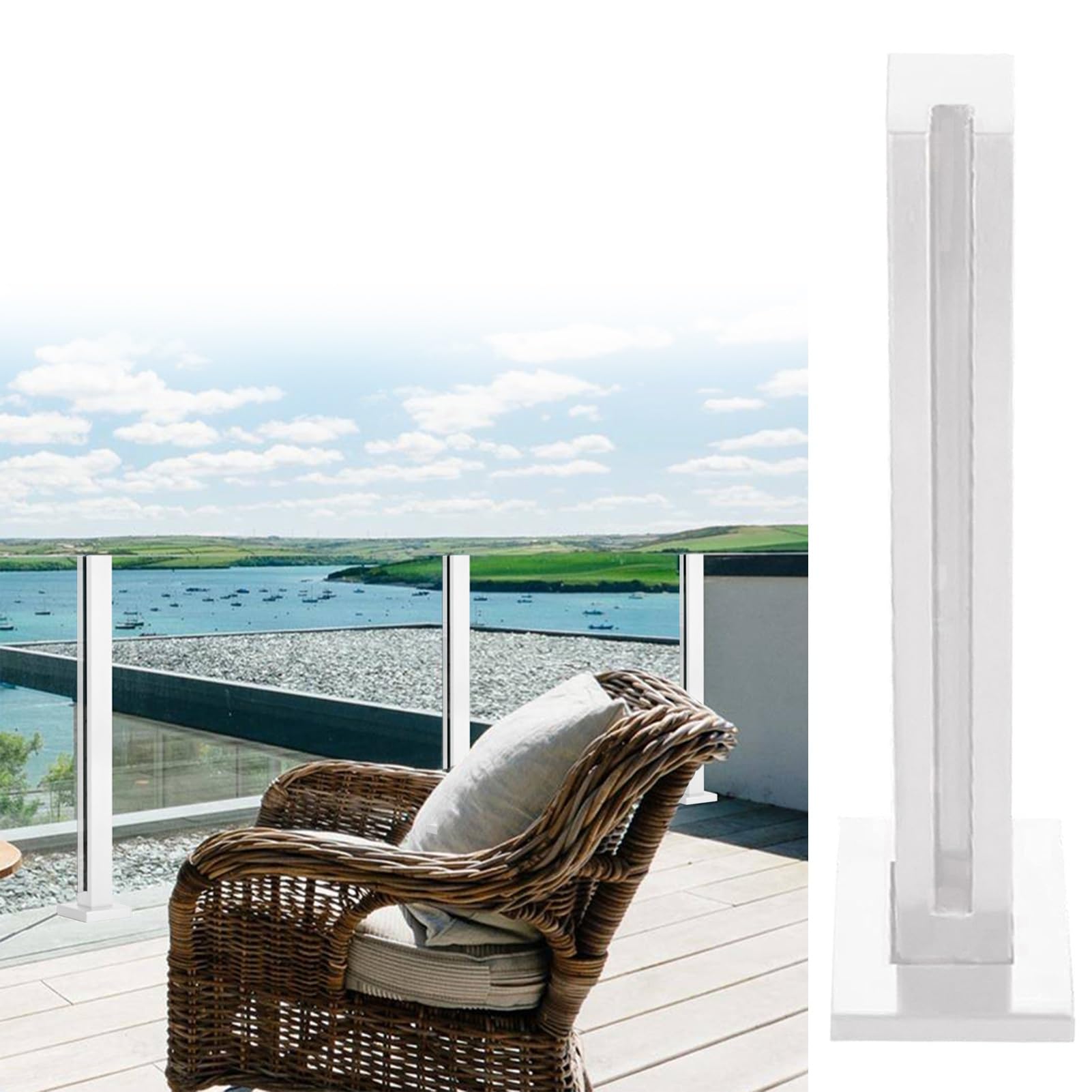 Glass Railing Post Deck White Glass Railing Post, Exterior Glass ...
