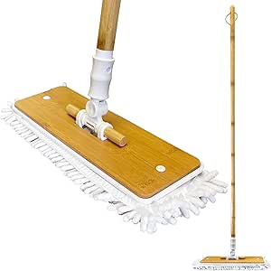 Bamboo Floor Mop Microfibre Cleaning Flat Mop Floor Cleaner - Machine ...
