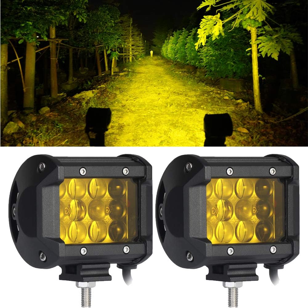 Amazon.com: 2PCS LED Lights Bar,4Inch 4D Lenses 36W Triple Yellow(Amber ...