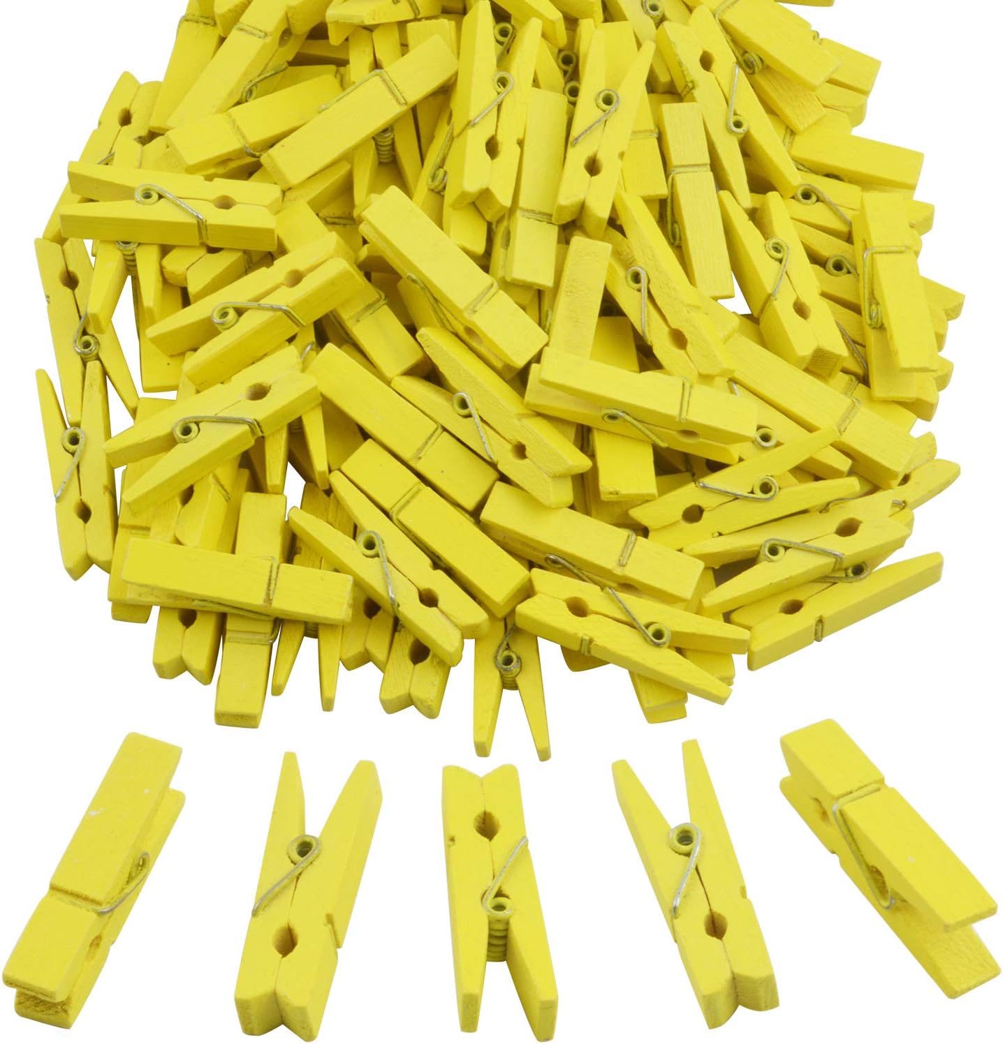 Amazon.com: 100pcs Mini Colored Spring Wood Clips Clothes Photo Paper ...