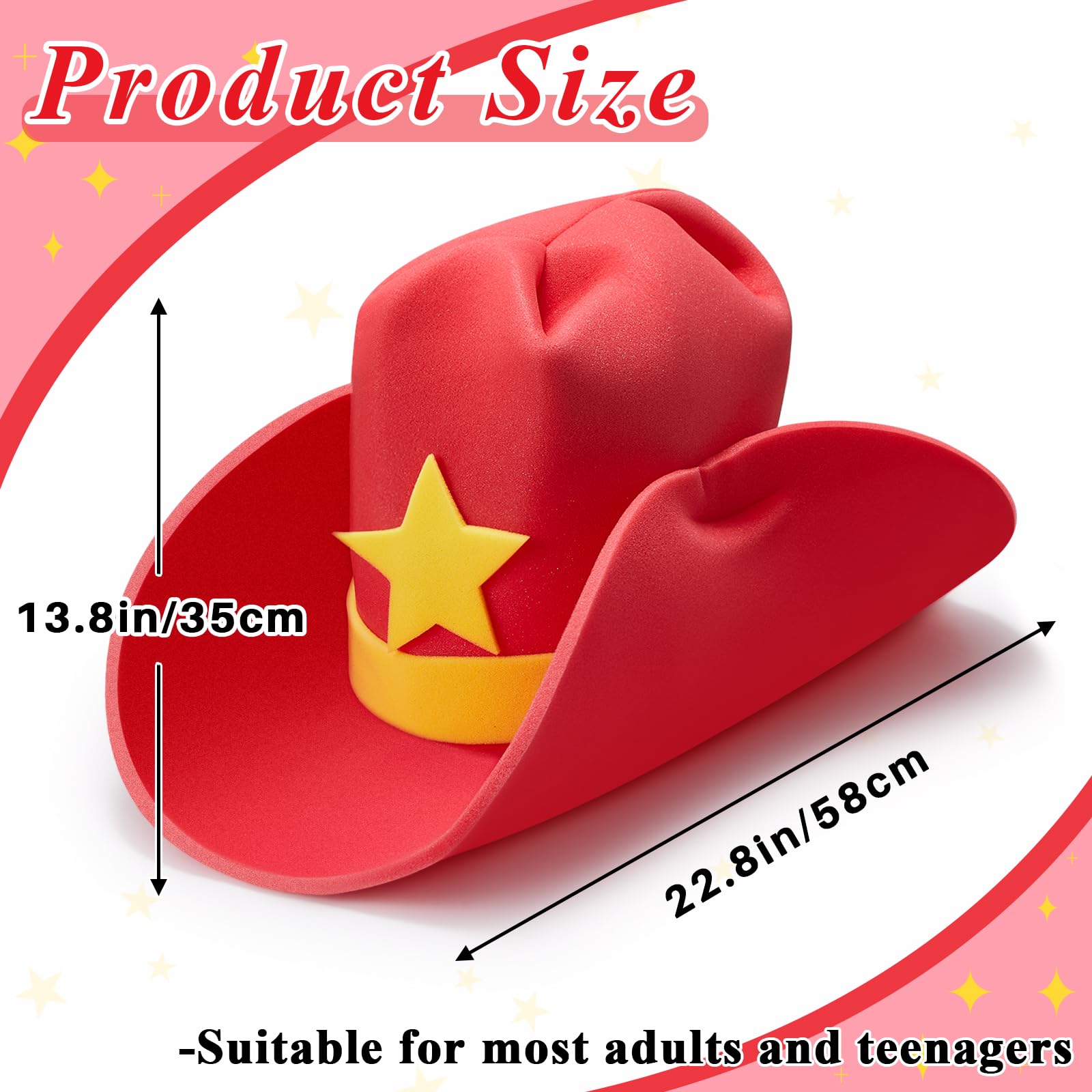 Jeyiour 4 Pcs Foam Cowboy Hat Huge Vintage Cowboy Hat Fun Oversized ...