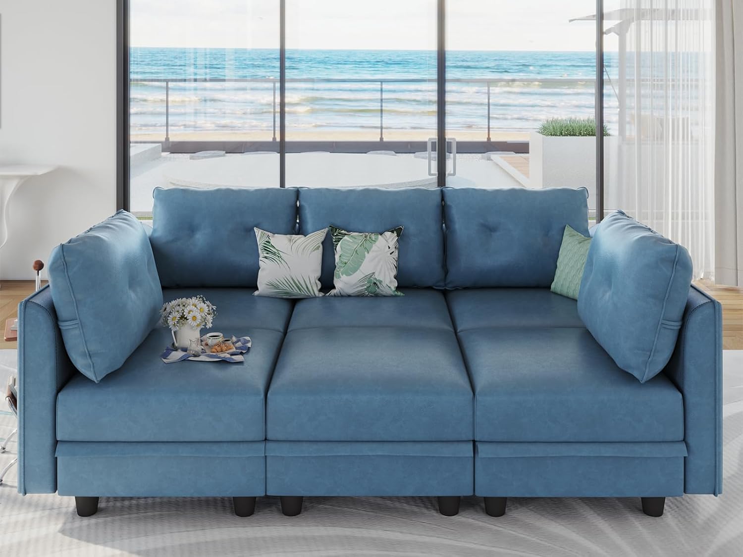 Amazon.com: LLappuil 86 Inch Sleeper Modular Sectional Sofa with ...