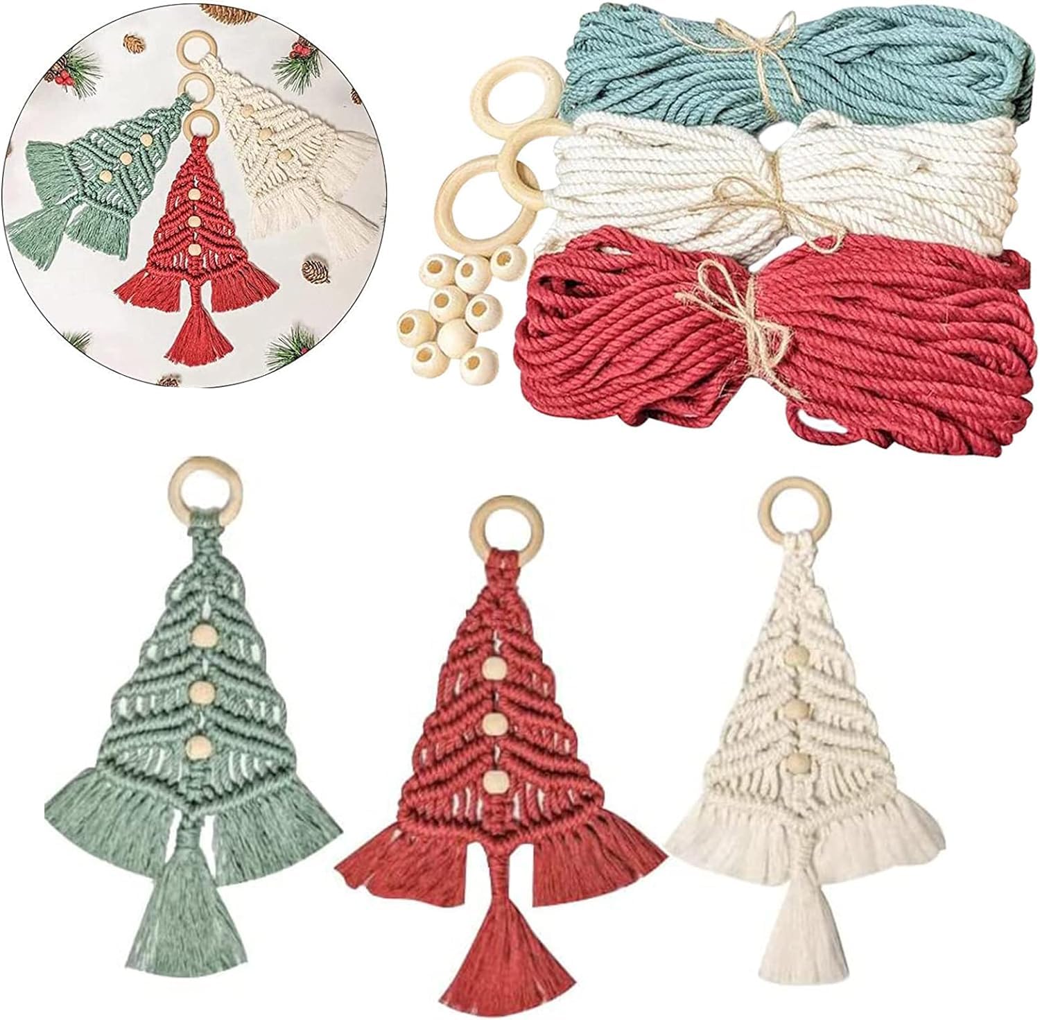 Amazon.com: 3PCS Christmas Tree Macrame Kit, Christmas Macrame Woven ...