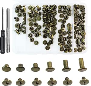 Amazon.com: 92 Pack Bronze Snap Button Kit, 6 Sizes Chicago Screws ...
