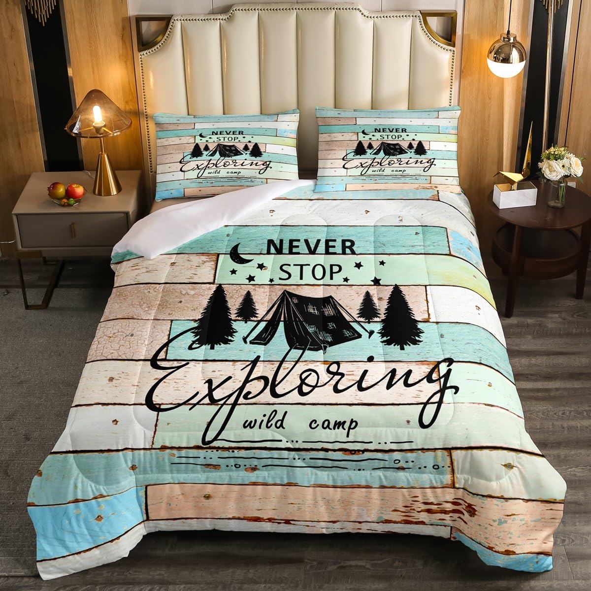Amazon.com: Rv Camper Bedding Comforter Sets Twin Happy Camping Bedding ...