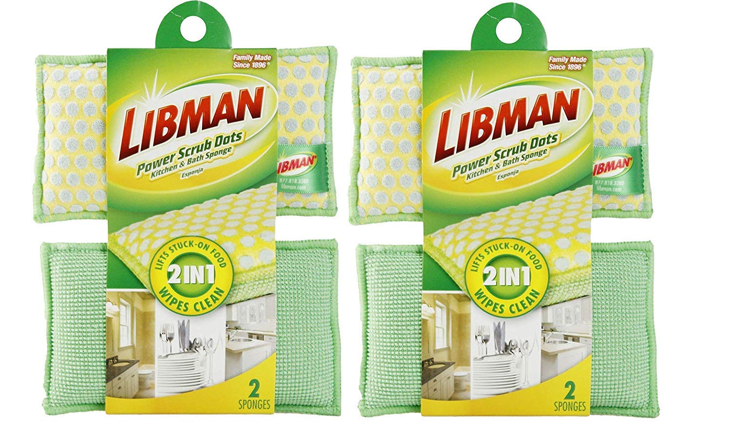 Amazon.com: Libman 336 Power Scrub Dots Kitchen and Bath Sponge - 2 ...