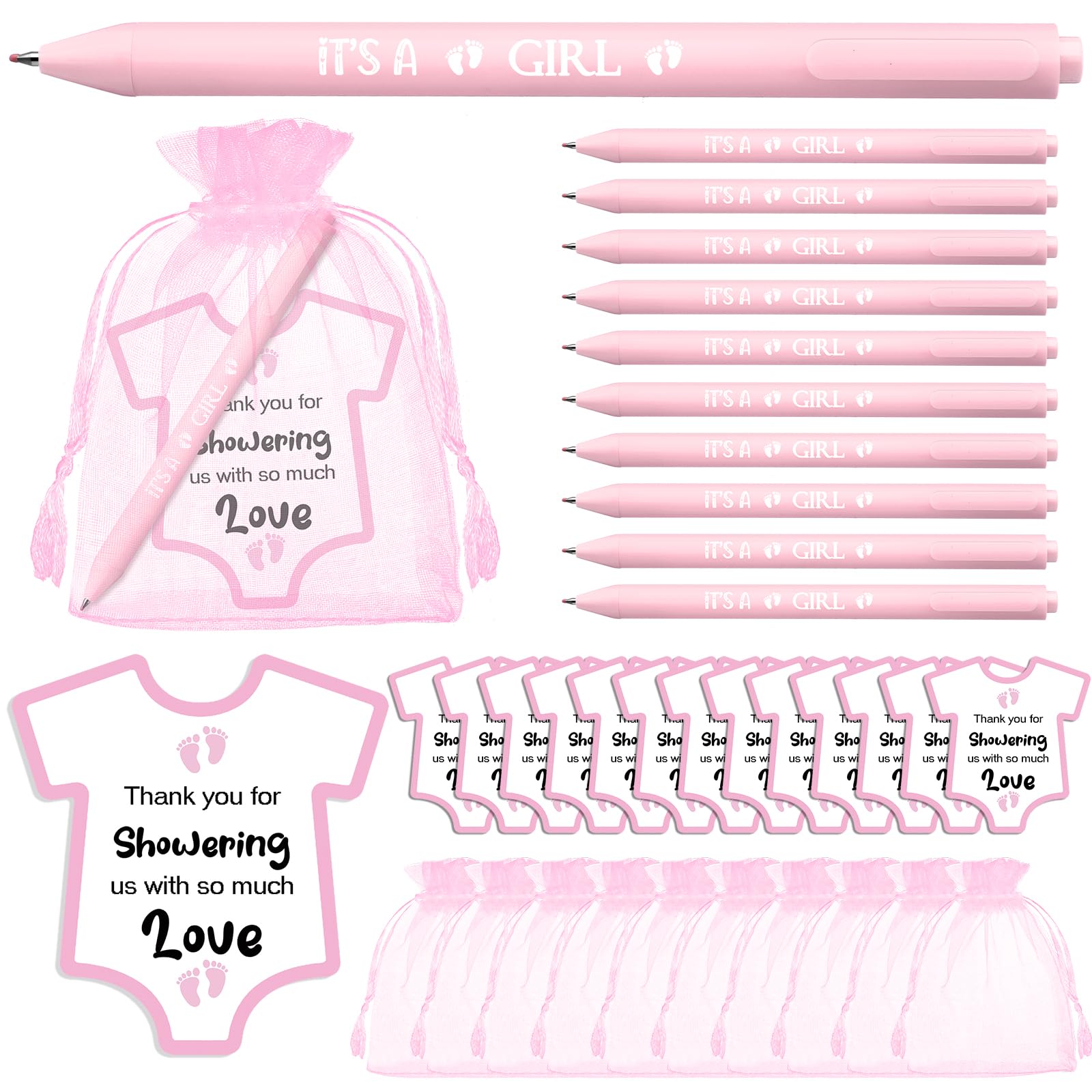 Amazon.com: TaoBary 50 Sets Baby Shower Pens Its a Girl Pens Cute Pink ...