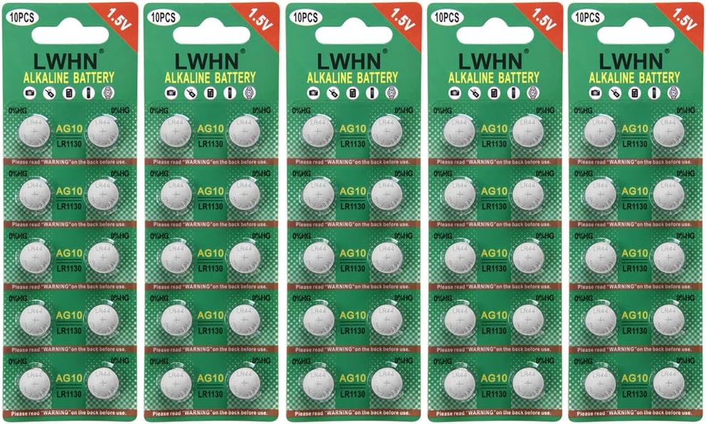 AG10 Alkaline 1.5V Button Coin Cell Batteries LR1130 Battery(50pcs ...