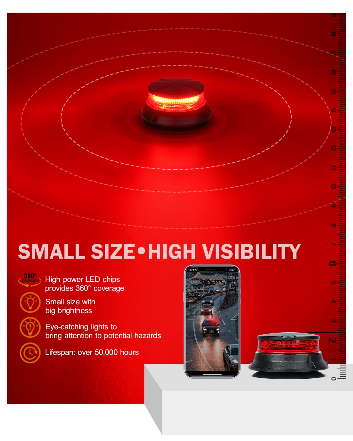 Snapklik.com : LED Rotating Beacon Light, 45Inch Super Bright Forklift ...