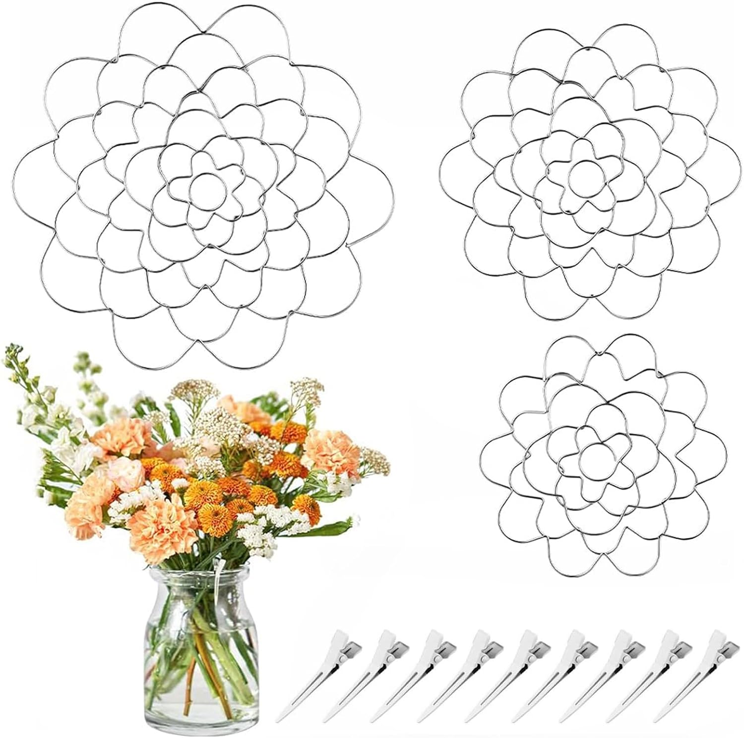 Amazon.com: Augacage 12 Pcs Flower Arrangement Holder Stainless Steel ...