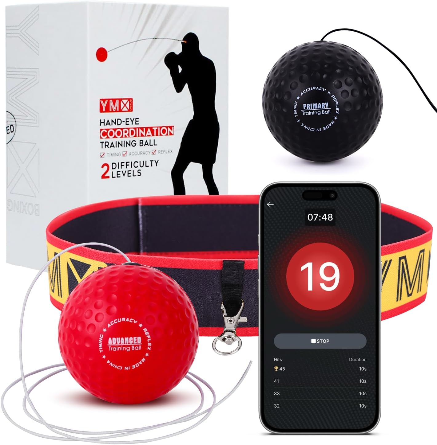 YMX BOXING Reaction Ball on String - Fight Ball with Adjustable ...