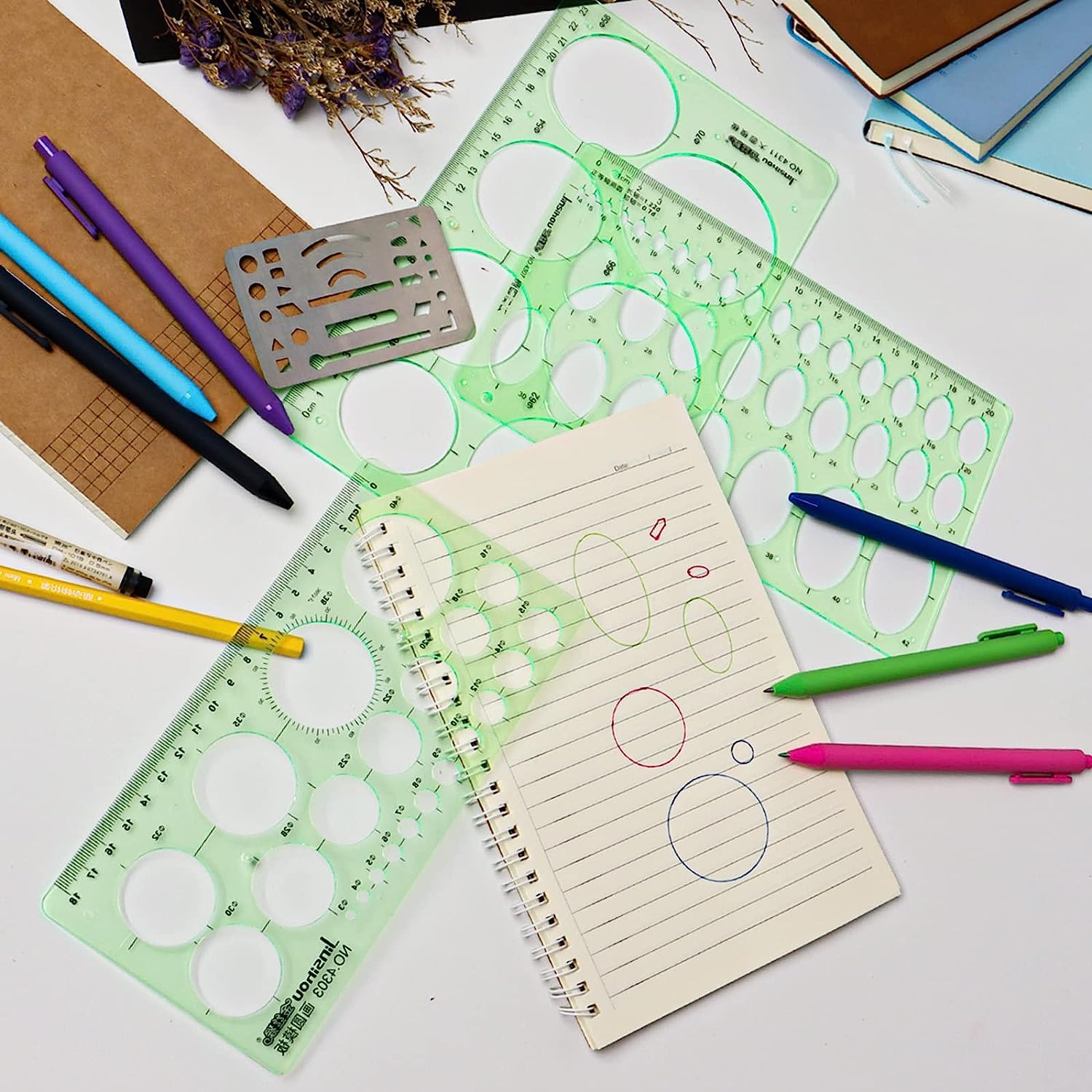 Disegno Tecnico Green Set 3 Righelli Geometrici In Plastica - Stencil ...