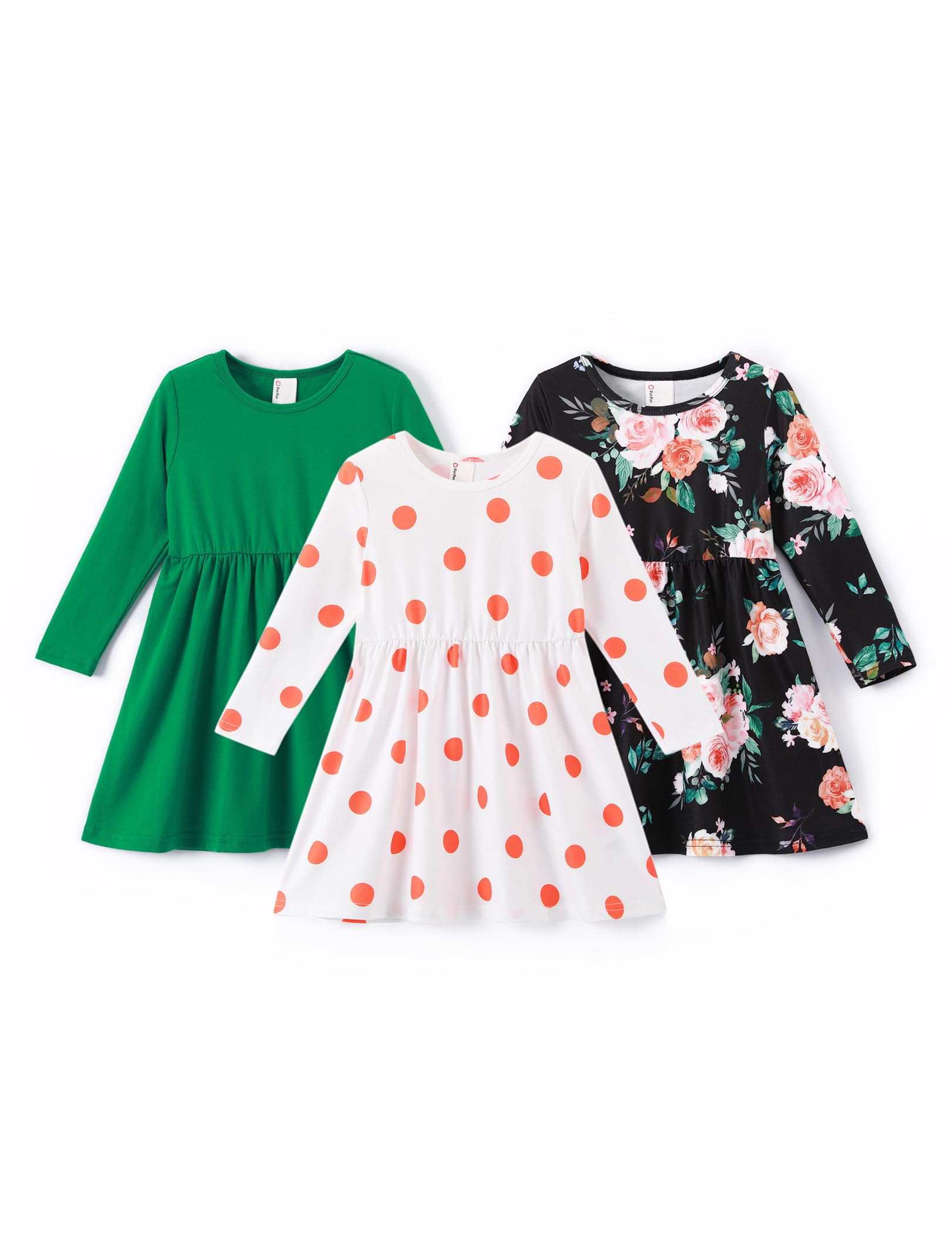 Amazon.com: PATPAT Toddler Girl Floral Multipack Dresses 2 Pack Long ...
