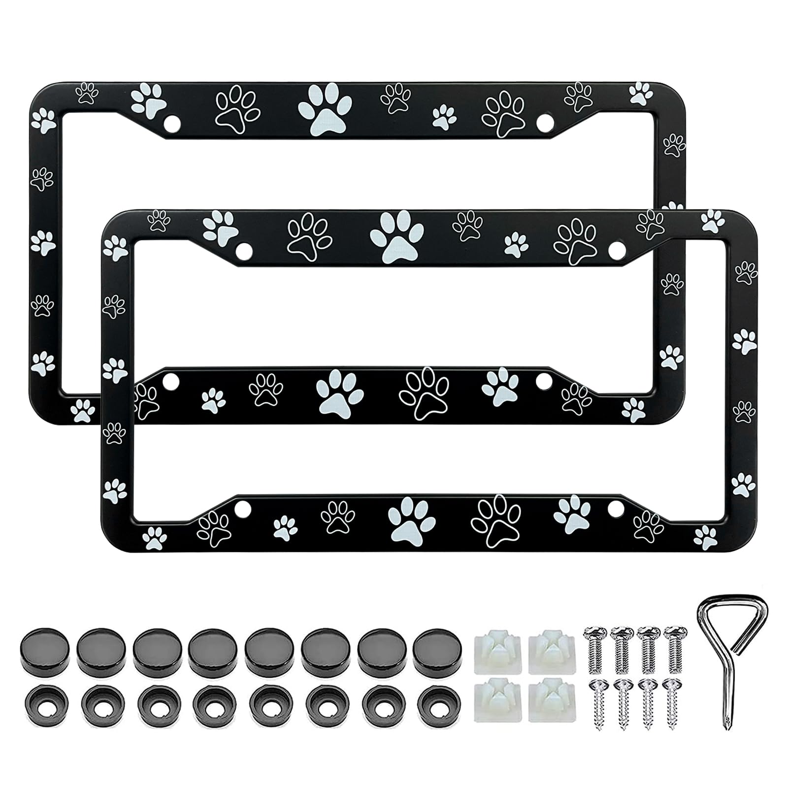Amazon.com: Paw Print License Plate Frame - 2 Pack Dog Paw Aluminum ...